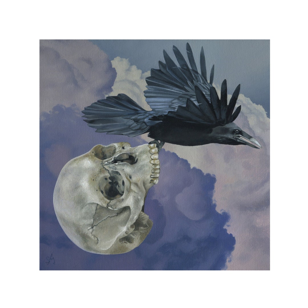 Art Print - Oil Painting - Crow - Skull - Surrealism - Home Decor ...