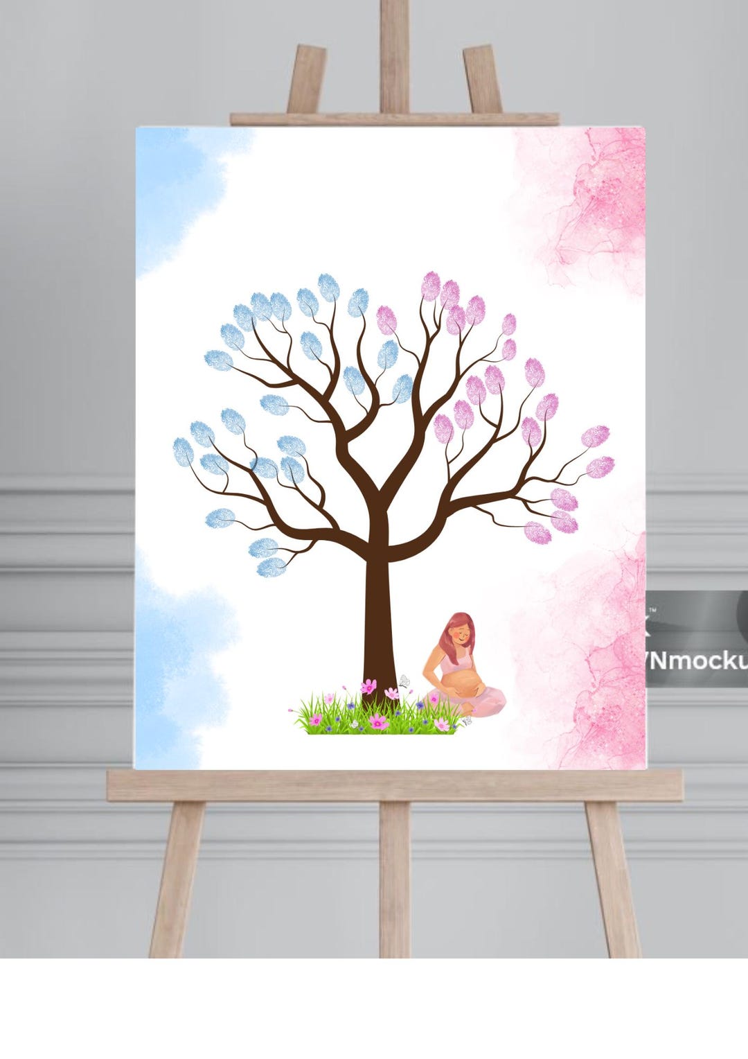 Customizable Fingerprint Tree for Gender Reveal Party – Printable Guest ...
