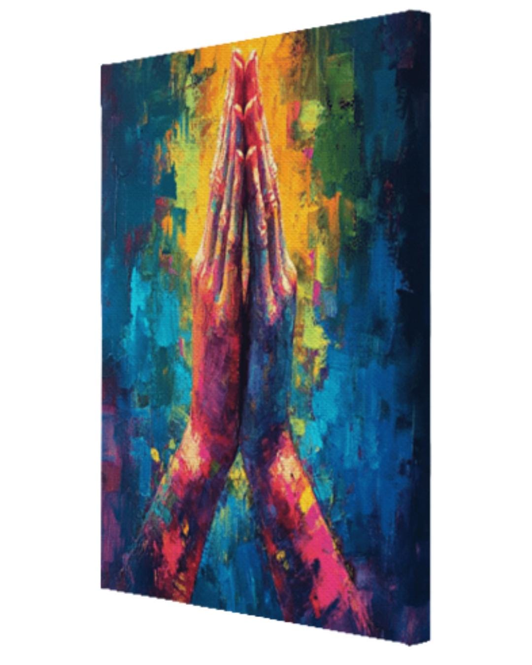 Abstract Praying Hands Painting | Spiritual Canvas 40x60cm | Colorful and Expressive Painting ...