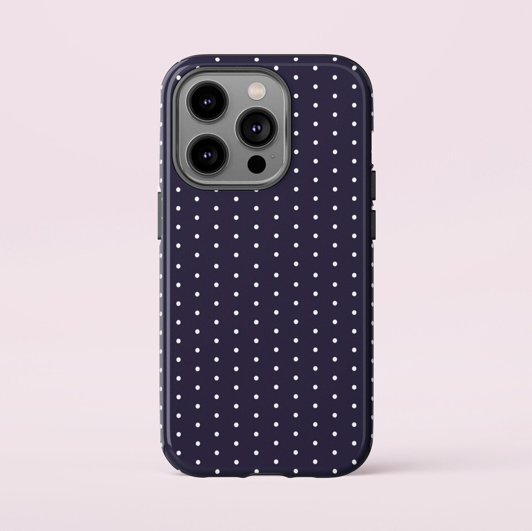 Navy Blue Purple Polka Dot Phone Case - Cute Minimalist Aesthetic Cover ...