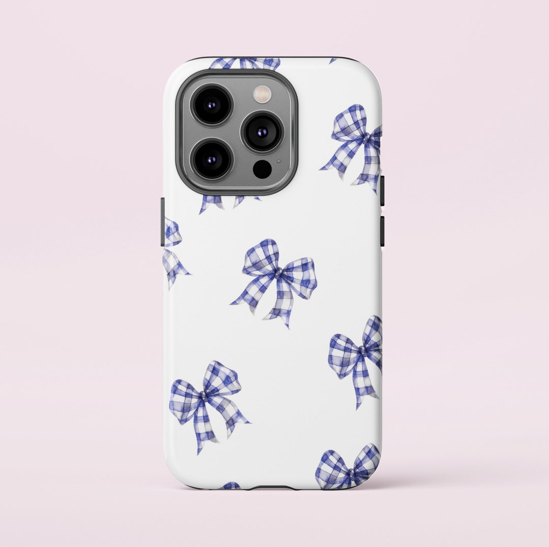 Blue Checkered Bows Phone Case: Protective Hard Shell Cover - Etsy
