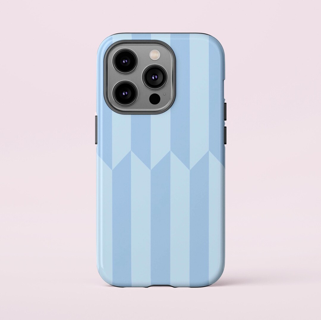 Light Blue Geometric Phone Case - Modern Minimalist Stripe Design for ...