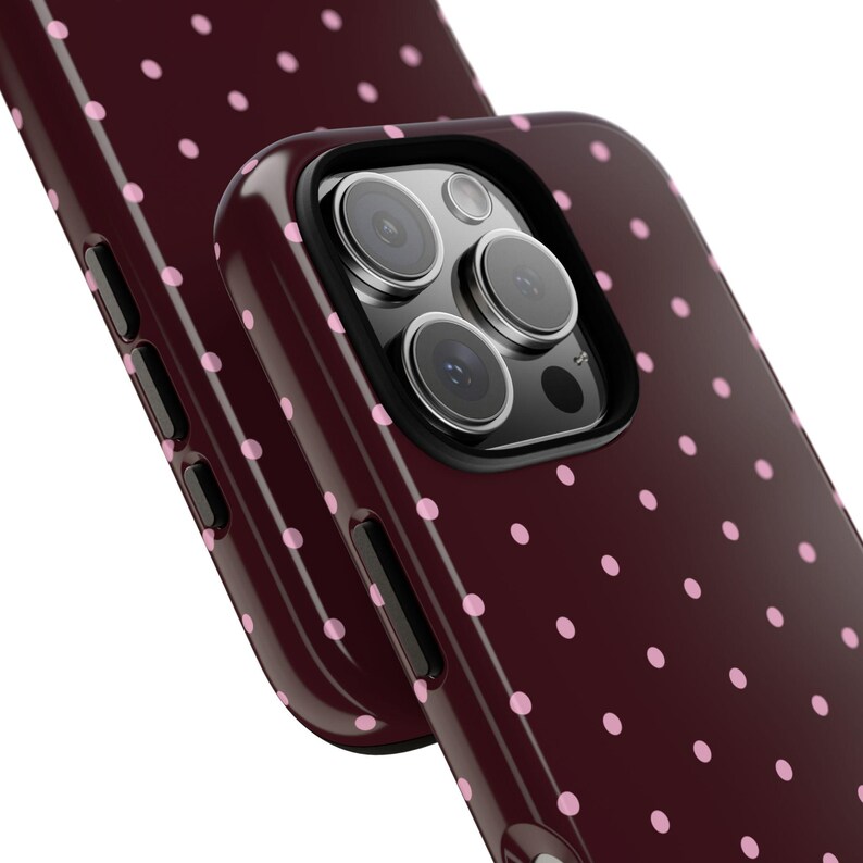 Maroon Polka Dot iPhone Case: Retro Minimalist Phone Cover - Etsy