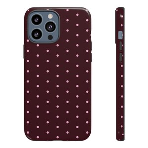 Maroon Polka Dot iPhone Case: Retro Minimalist Phone Cover - Etsy