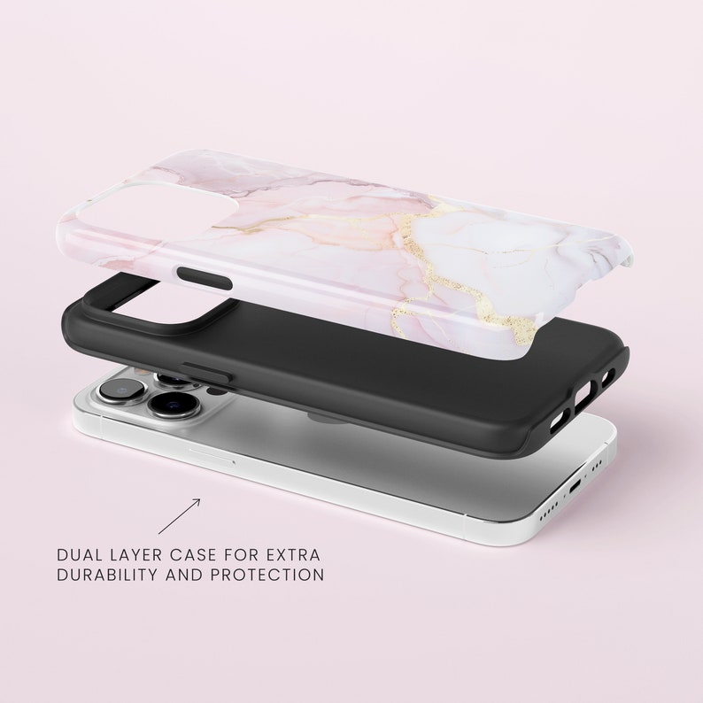 Pink Marble iPhone Case: Luxe Gold Detail, Protective Dual Layer - Etsy