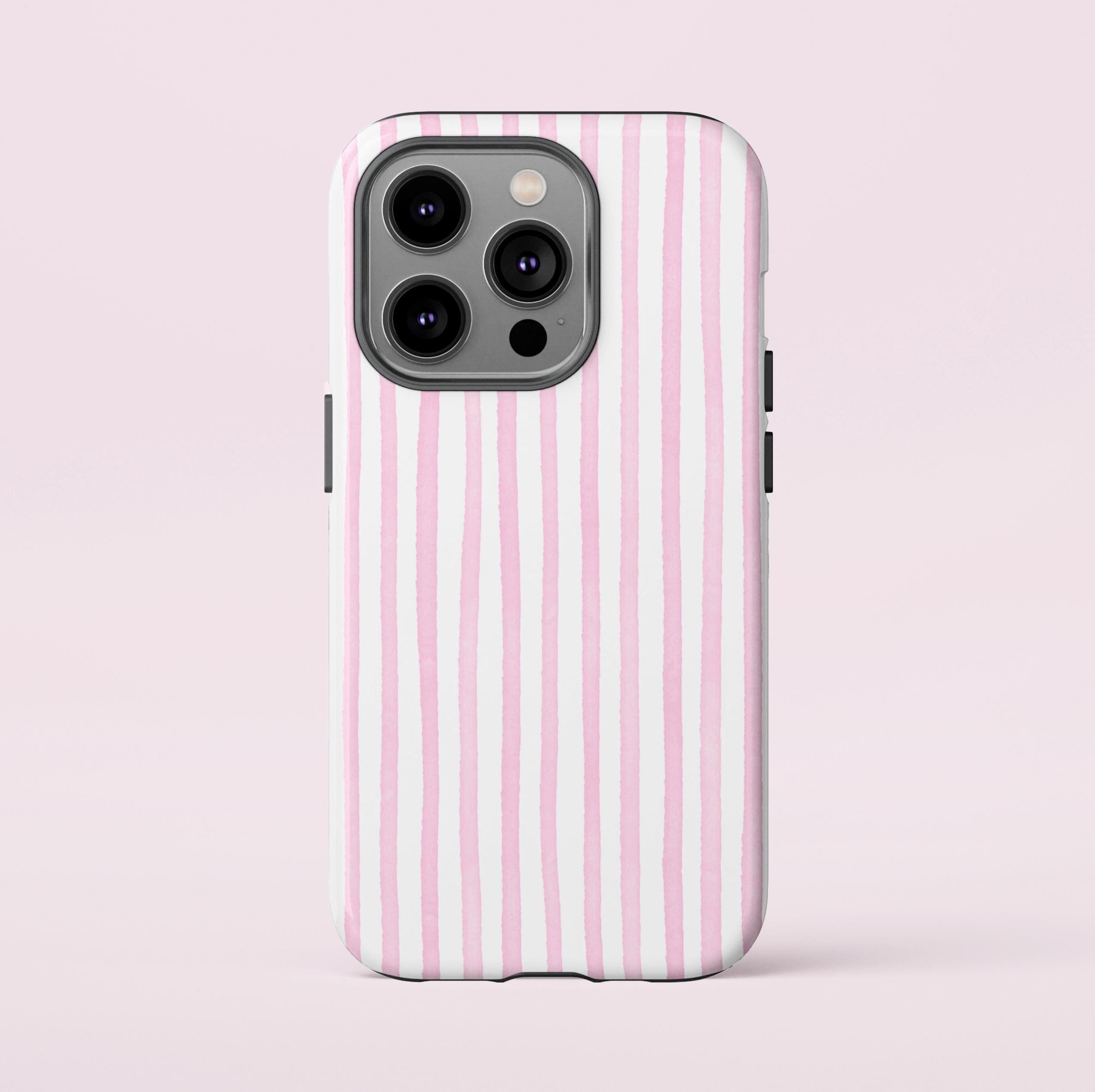 Pink Watercolor Stripes, Pink Minimalist Striped iPhone Case, Aesthetic ...