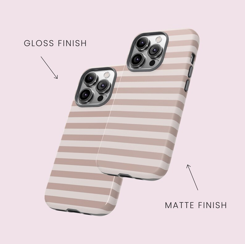 Beige and White Horizontal Stripes, Phone Case, Tough Phone Cover ...
