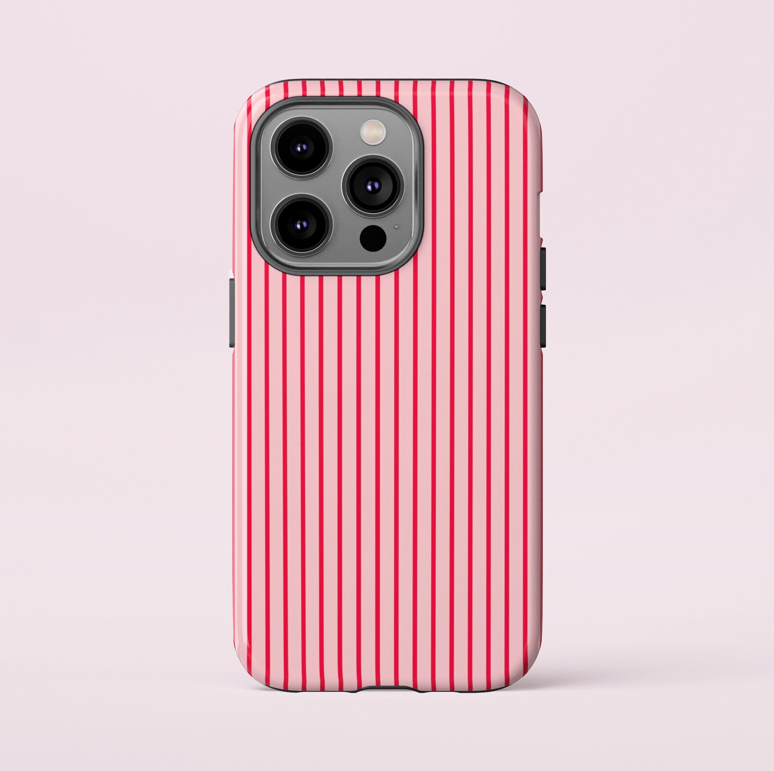 Stripes Phone Case Aesthetic Pink and Red Striped Cover for iPhone 15 ...
