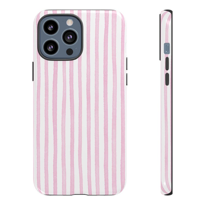 Pink Watercolor Stripes, Pink Minimalist Striped iPhone Case, Aesthetic ...