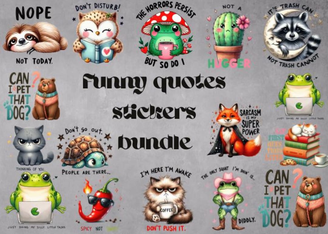 Funny Quotes Sticker Bundle | Printable Digital Stickers | Cute ...