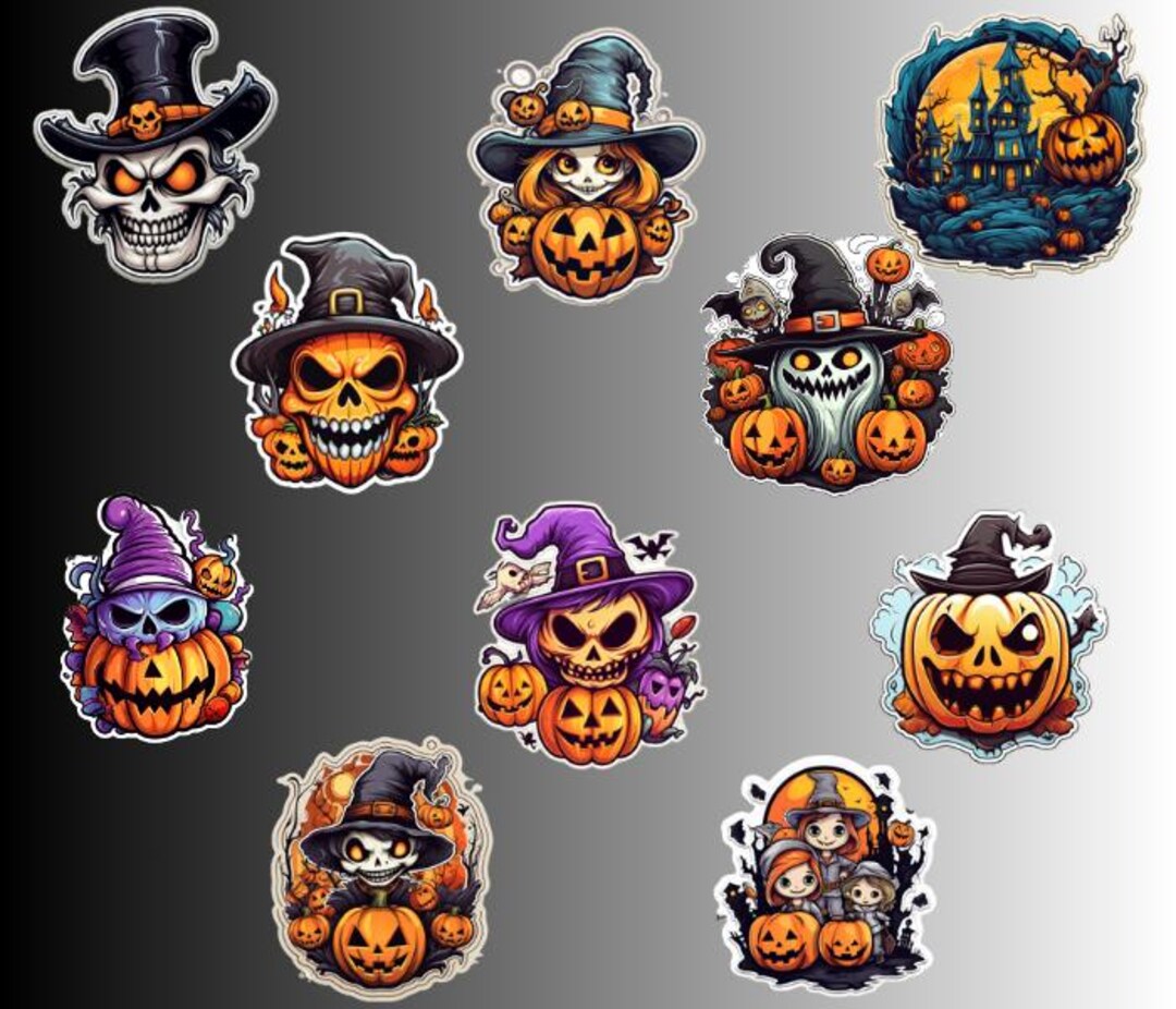 Halloween Sticker Png Bundle, Printable Stickers for Halloween Season ...