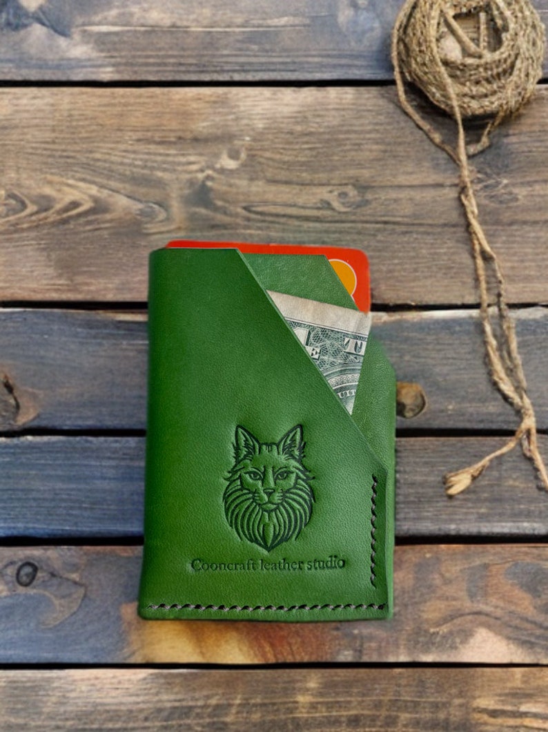 Minimalistic Handmade Leather Card Holder "wildcat" - Etsy