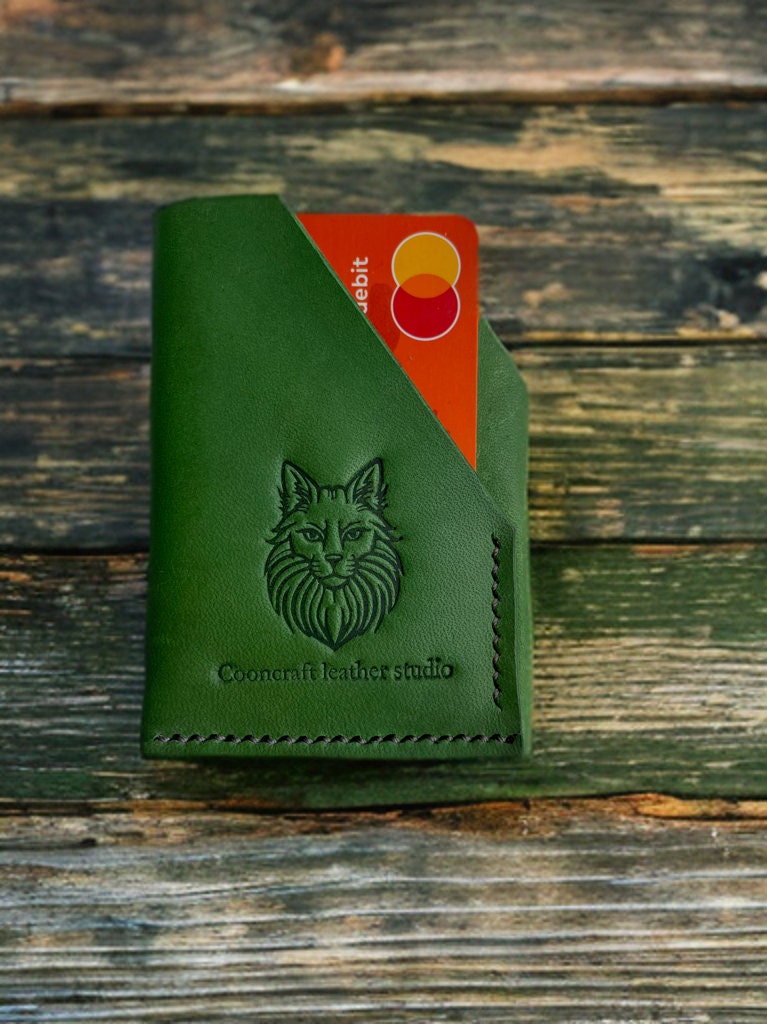 Minimalistic Handmade Leather Card Holder "wildcat" - Etsy