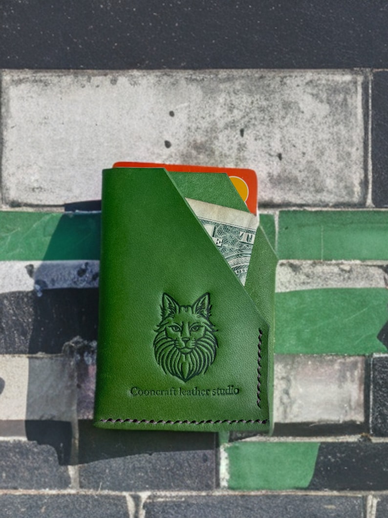 Minimalistic Handmade Leather Card Holder "wildcat" - Etsy