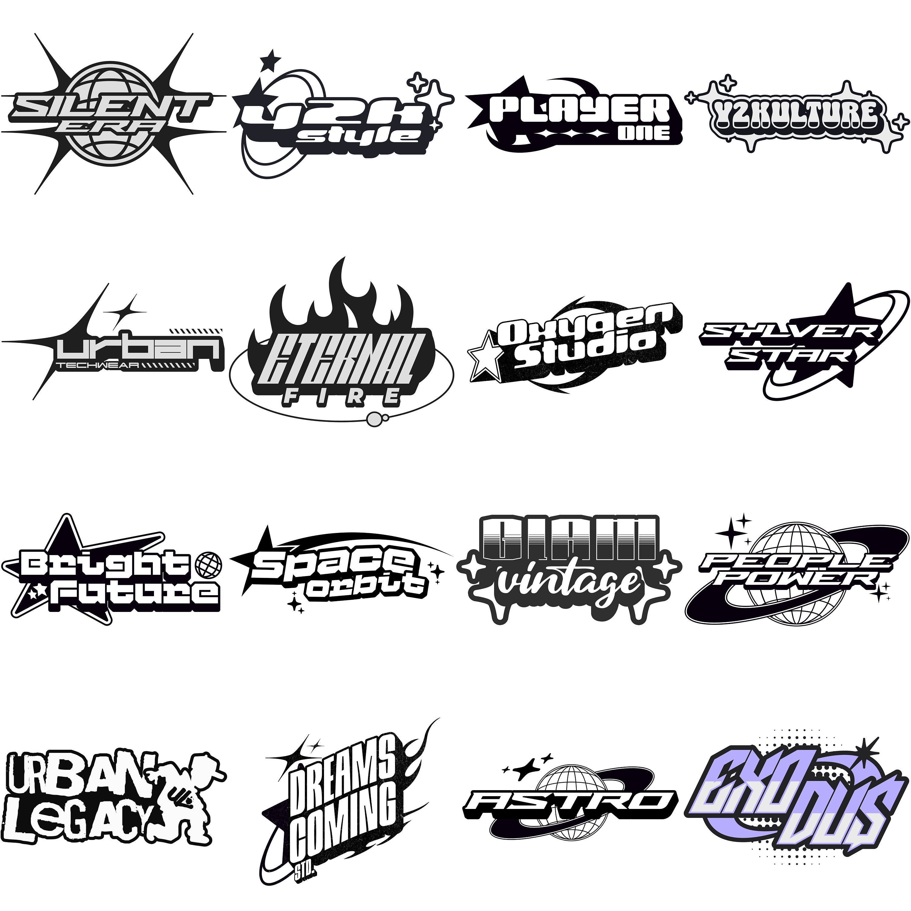 140 Y2k Logo Designs, Premium Y2k Logo Bundle, 2000s Aesthetic ...