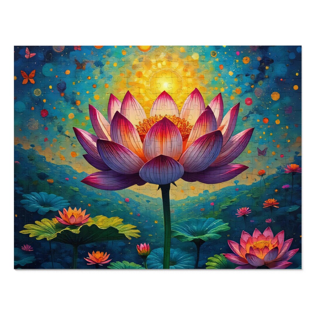 Lotus Flower Puzzle, Vibrant Puzzle for Relaxation, Gift for Puzzle ...