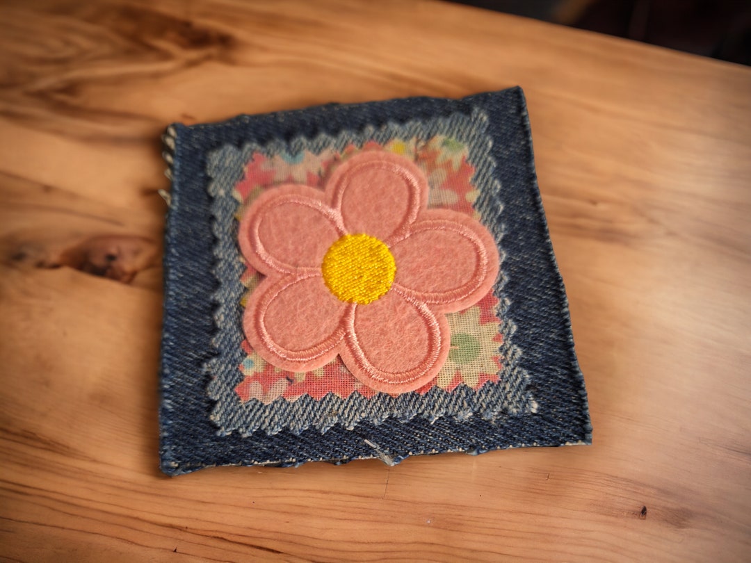 Upcycled Denim Boho Patch, Applique Patch, Daisy Patch, Boyfriend Jeans ...