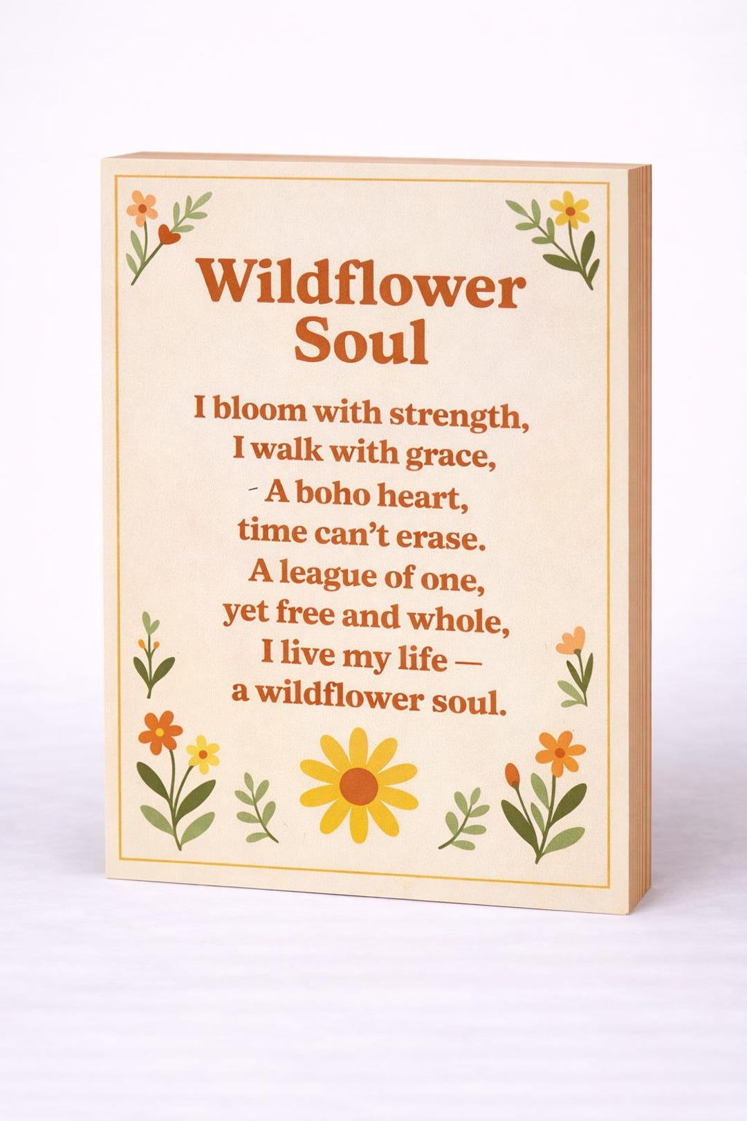 Wildflower Soul Poem Art Board | Boho Floral Wood Print (5x7 - Etsy