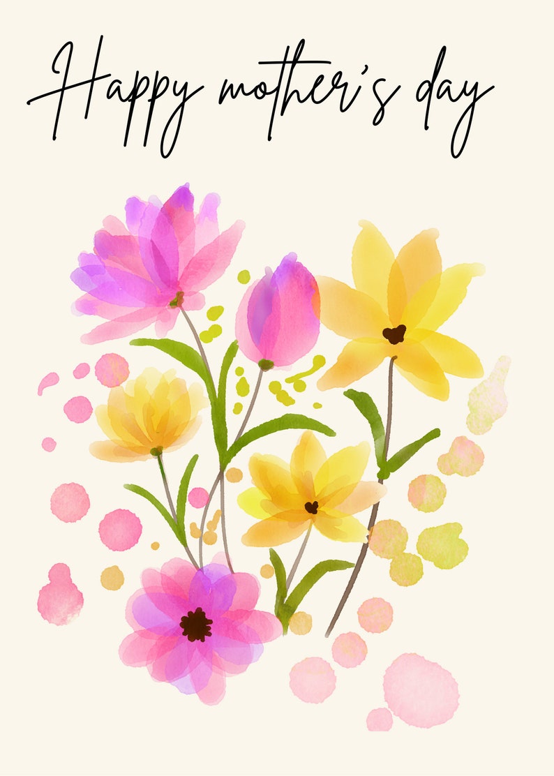 Printable Mother’s Day Card Template, Happy Mother’s Day, Flowers ...