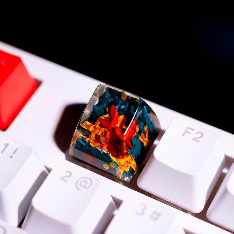 C.harizard Keycap Ver 2, Epoxy Resin Art, Handmade Keycap Gift, Po ...