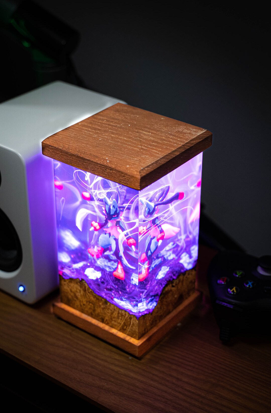 Lucario Pokemon Desk Lamp, Bedroom Lamp, Handmade Lamp for Him ...