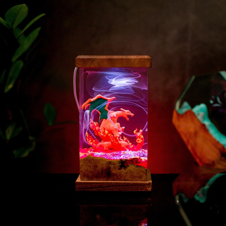 Charizard Resin Night Light, Pokemon Gift, Lizardon Table Lamp, Bedroom ...