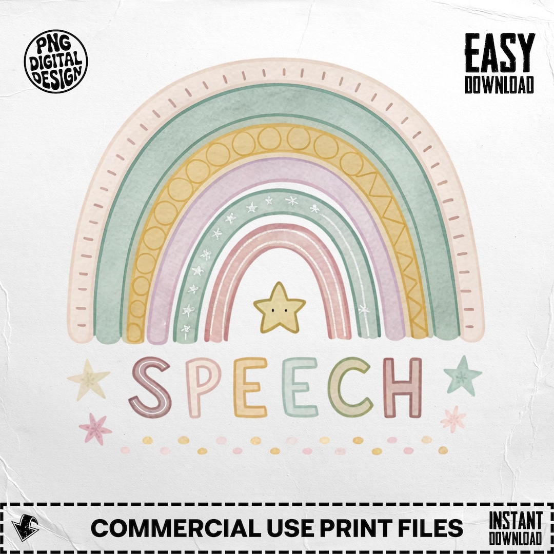 Speech Rainbow Digital PNG File, Speech Therapy Clipart, Pastel Colors ...