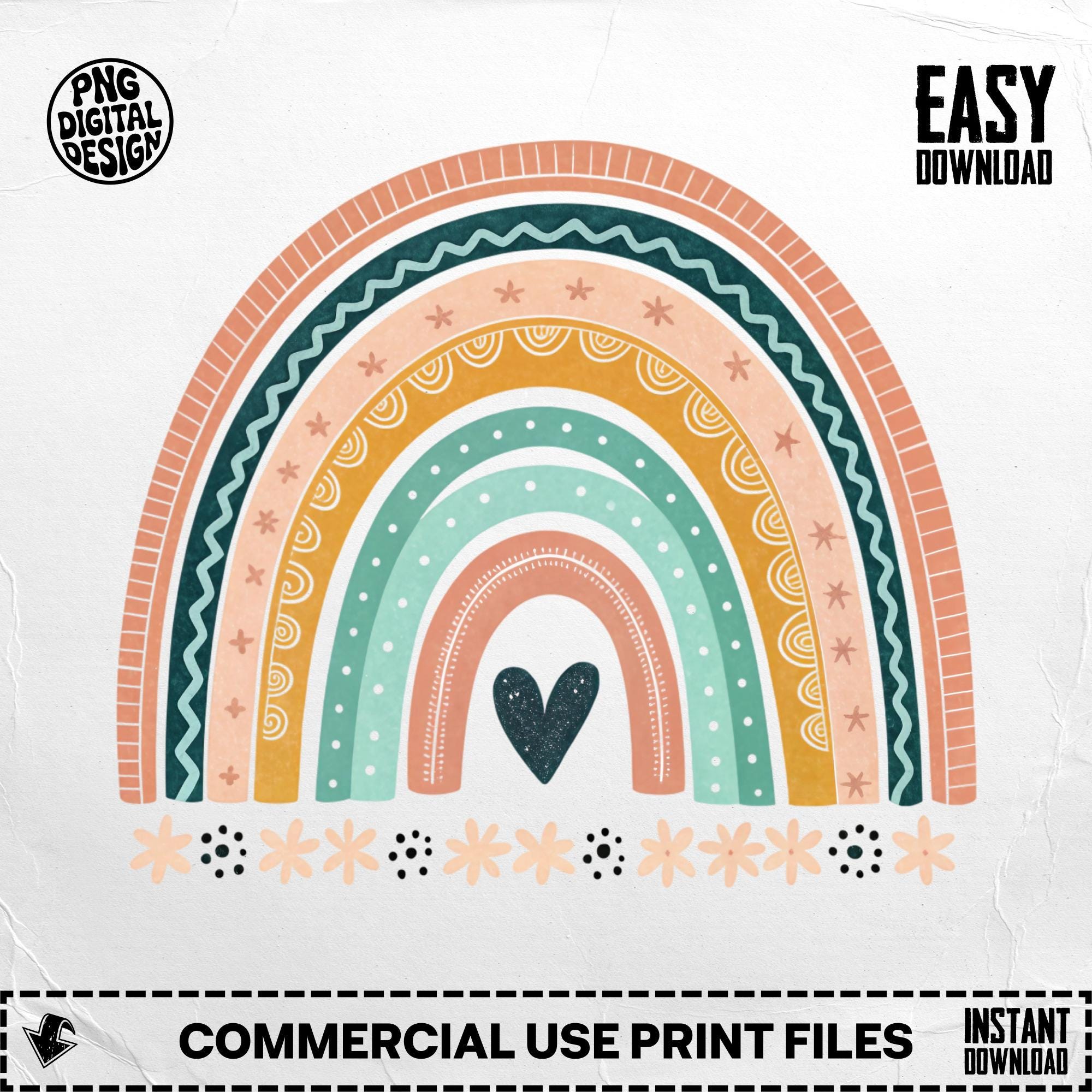 Boho Rainbow Digital PNG, Pastel Rainbow Clipart, Nursery Decor PNG ...