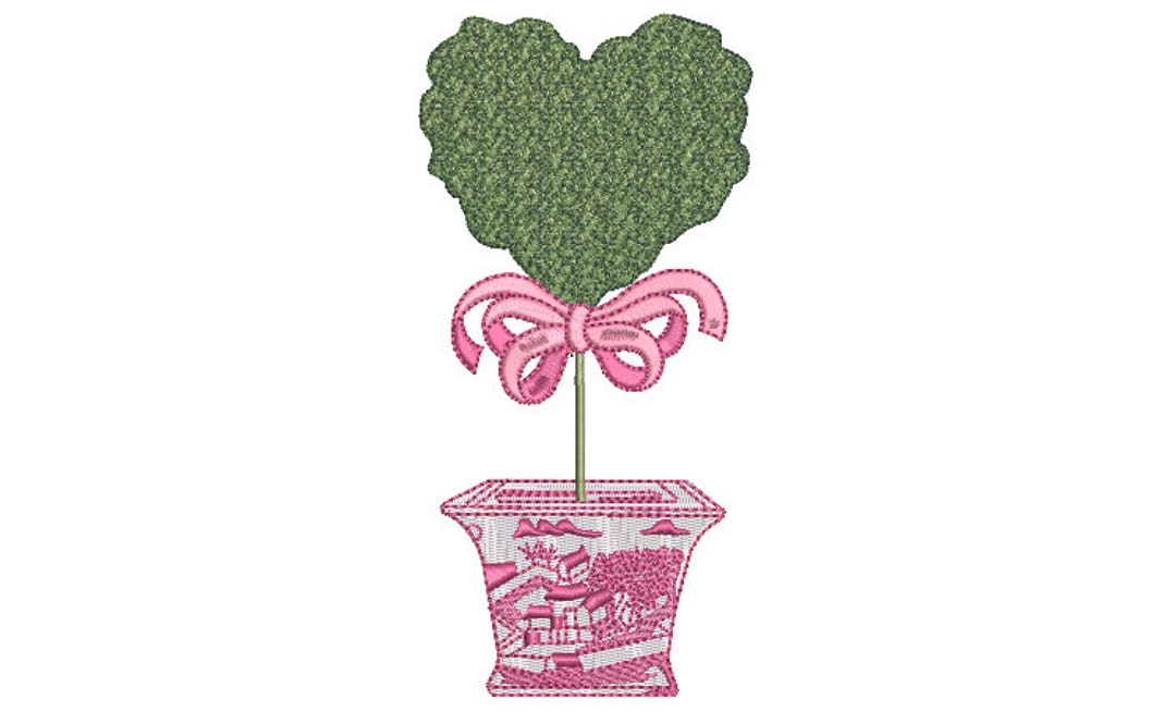 Chinoiserie Heart Topiary Tree Embroidery Design - Machine Embroidery ...