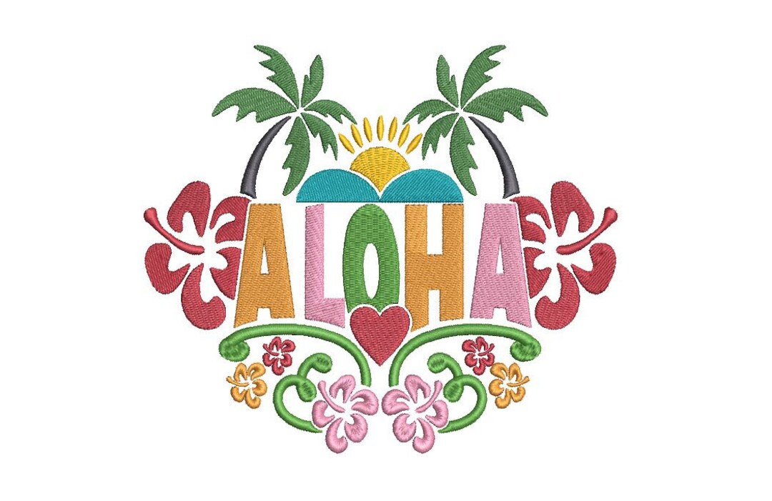 Aloha Design - Summer Embroidery- Palm Tree - Machine Embroidery File ...