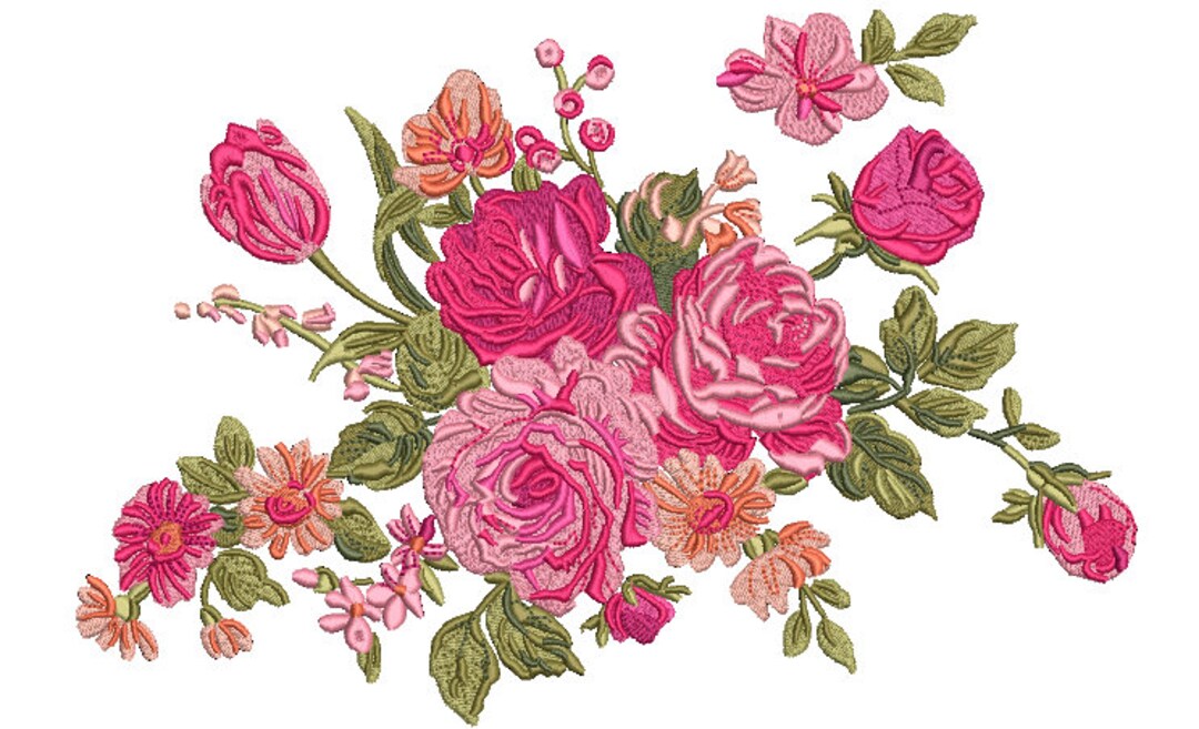 Floral Machine Embroidery File Design - 8x12 Inch Hoop - Jumbo Hoop ...