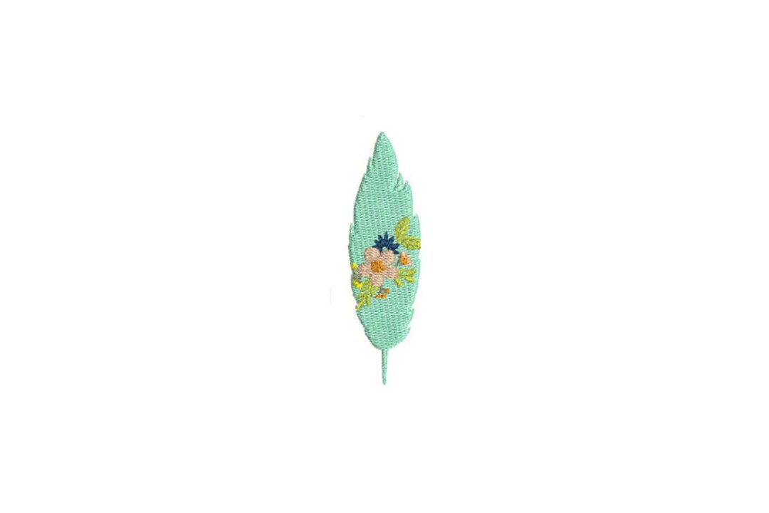 Floral Boho Feather Machine Embroidery File Design 4 X 4 Inch Hoop ...
