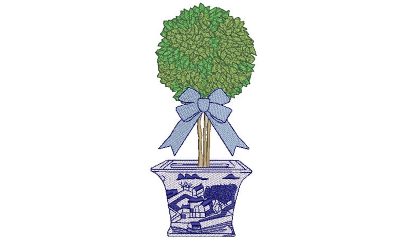 Chinoiserie Topiary Tree Machine Embroidery File Design - 6x10 Inch ...
