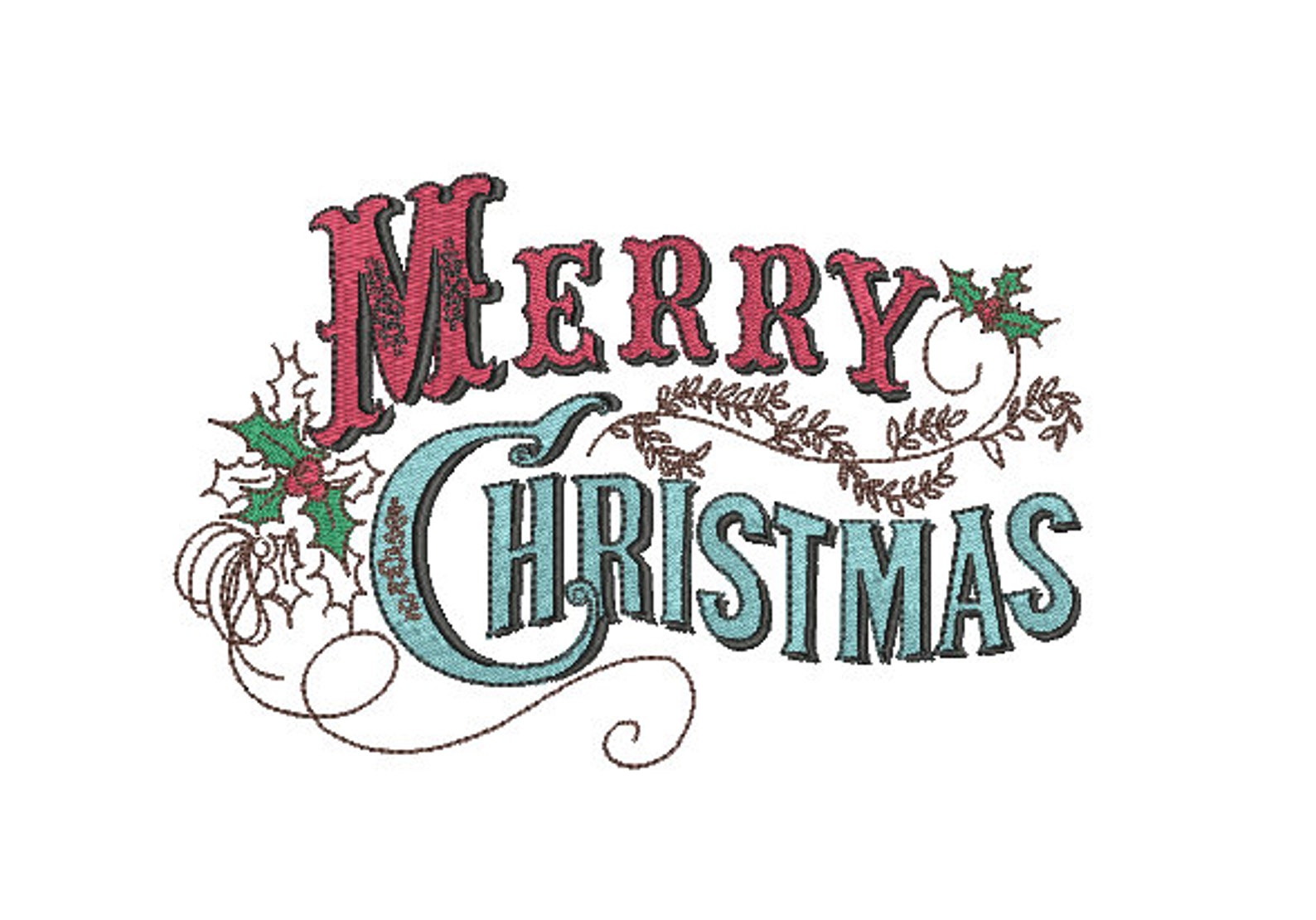 Merry Christmas Embroidery - Machine Embroidery File Design - 5x7 Inch ...