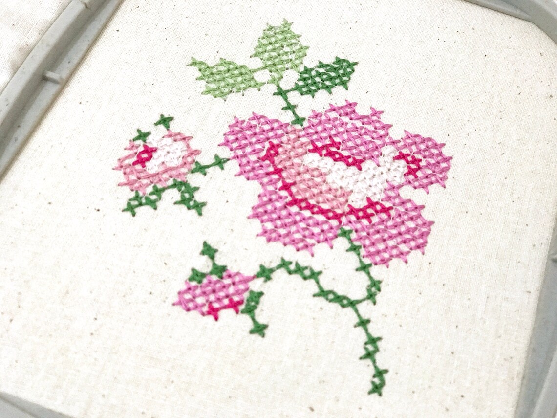 Cross Stitch Rose Machine Embroidery File Design 4x4 Inch | Etsy