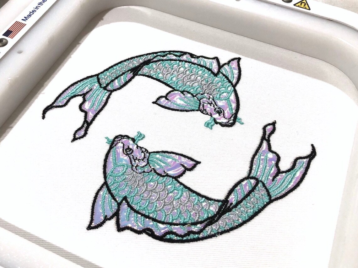 Two Koi Fish Machine Embroidery File Design 5x7 Inch Hoop - Etsy