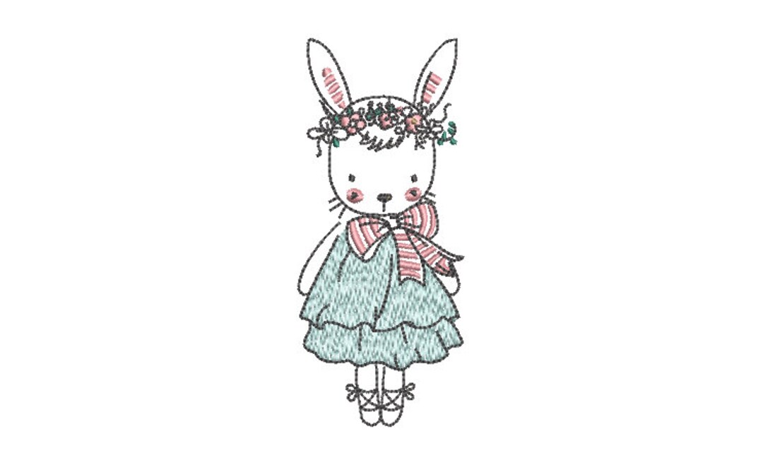 Pretty Bunny Machine Embroidery File Design - 4x4 Inch Hoop - Easter ...