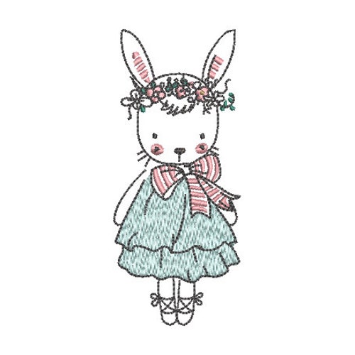 Pretty Bunny Machine Embroidery File Design 4x4 Inch Hoop | Etsy