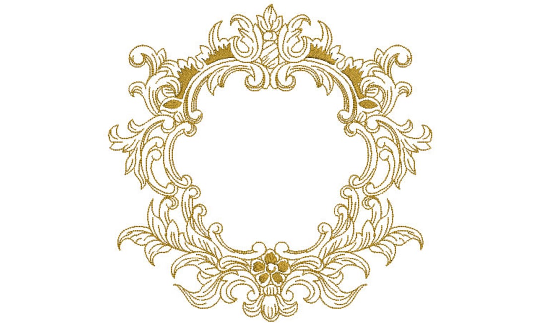 Baroque Flower Frame Embroidery Design - Machine Embroidery File ...