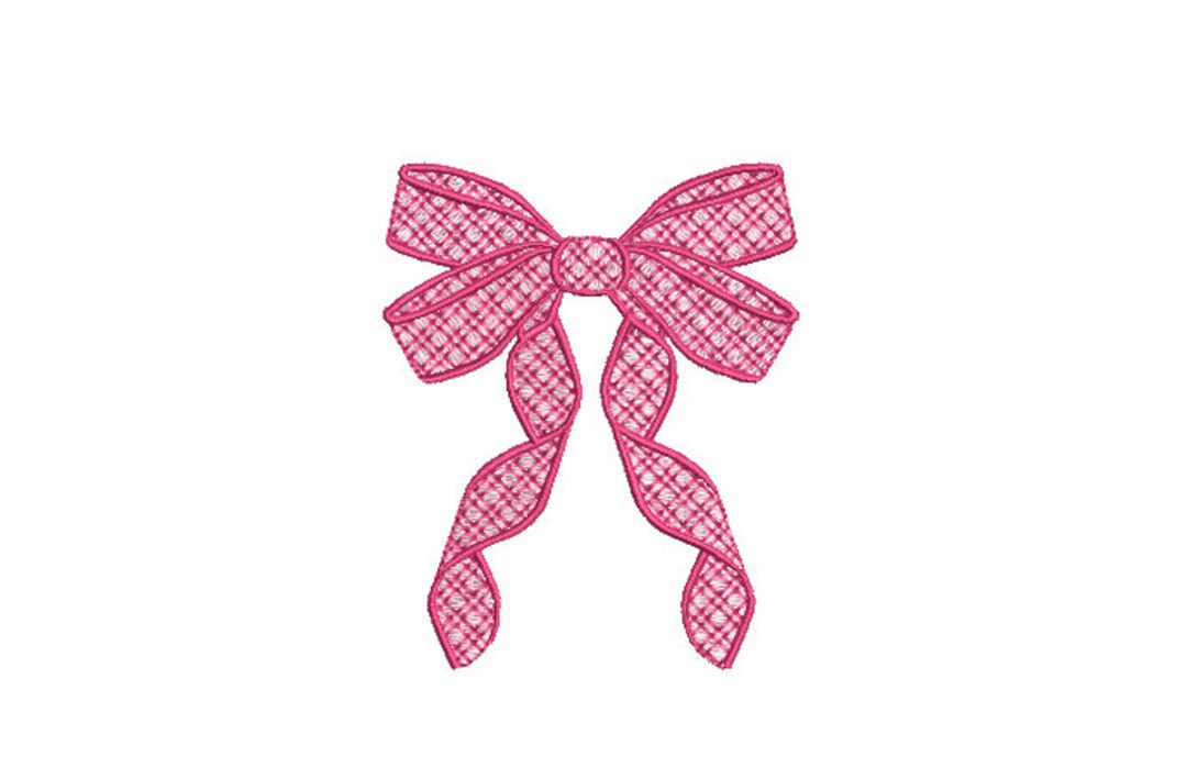 Big Plaid Bow Machine Embroidery File Design - 4 X 4 Inch Hoop ...