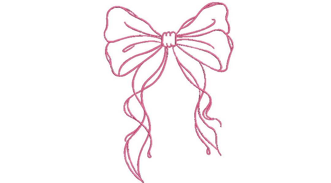 Big Sketched Bow Machine Embroidery File Design - 8x12 Inch Hoop ...