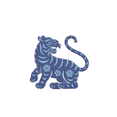 Blue Tiger Machine Embroidery File Design 4x4 Inch Hoop - Etsy