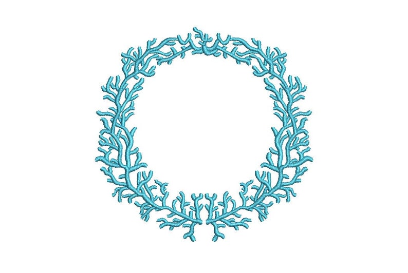 Blue Coral Monogram Frame - Machine Embroidery File Design - 4x4 Hoop ...