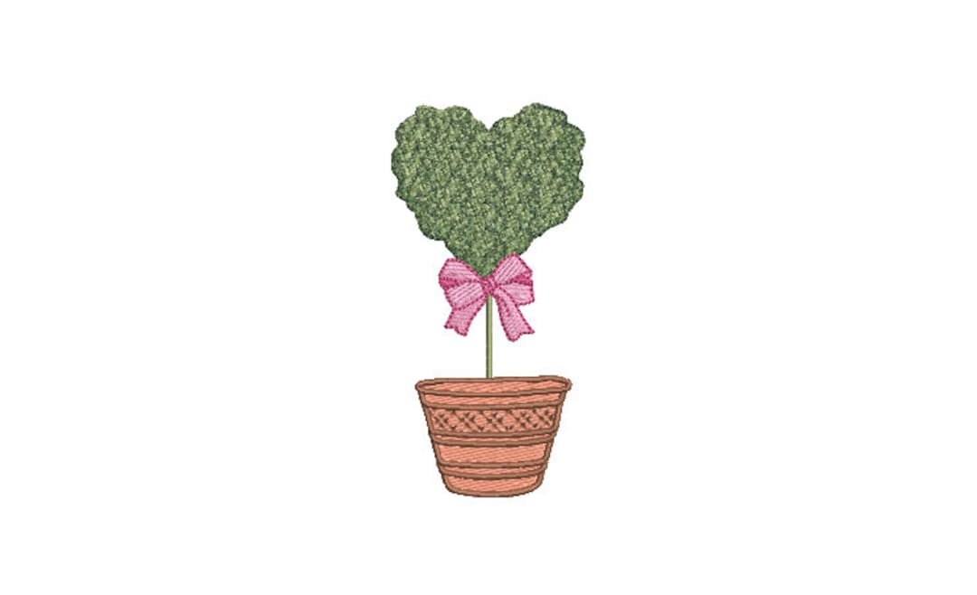 Heart Topiary Tree Embroidery Design - Machine Embroidery File Design ...