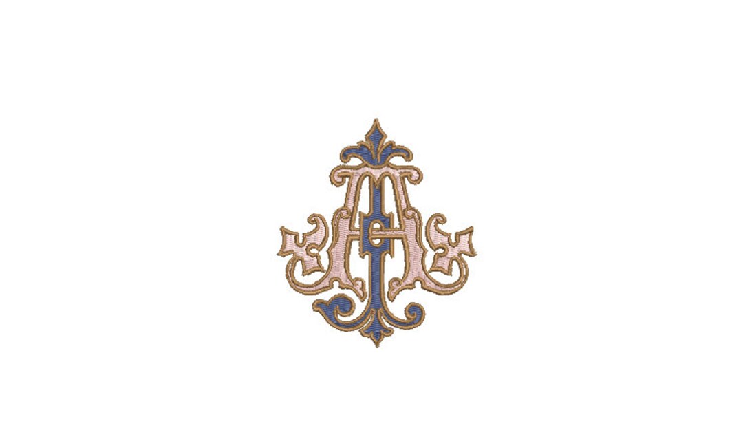 Antique J A Monogram or A J - Machine Embroidery File Design - 3x3 Inch ...