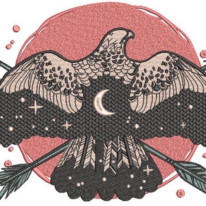 Bohemian Eagle Machine Embroidery File Design - 8x12 Inch Hoop ...