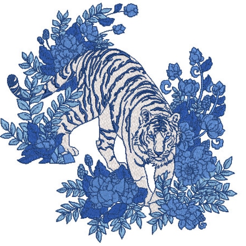 Tiger Crest Embroidery Design Chinoiserie Machine Embroidery - Etsy