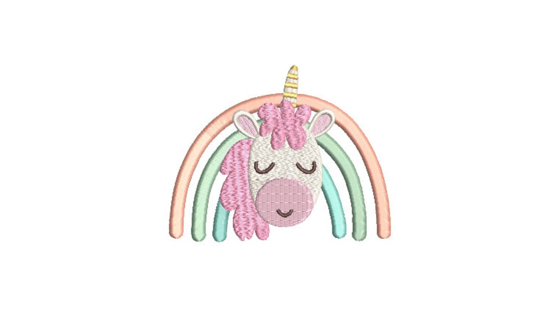 Unicorn Rainbow Embroidery Design - Machine Embroidery File Design- 4x4 ...