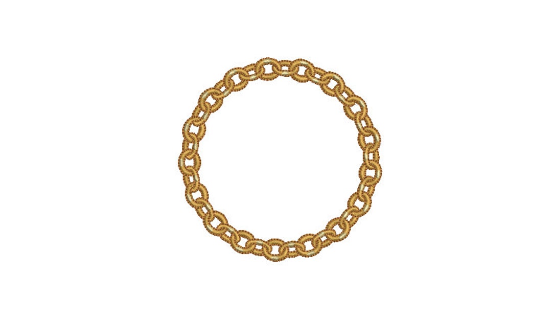Gold Chain Circle Monogram Frame - Machine Embroidery File Design - 4x4 ...
