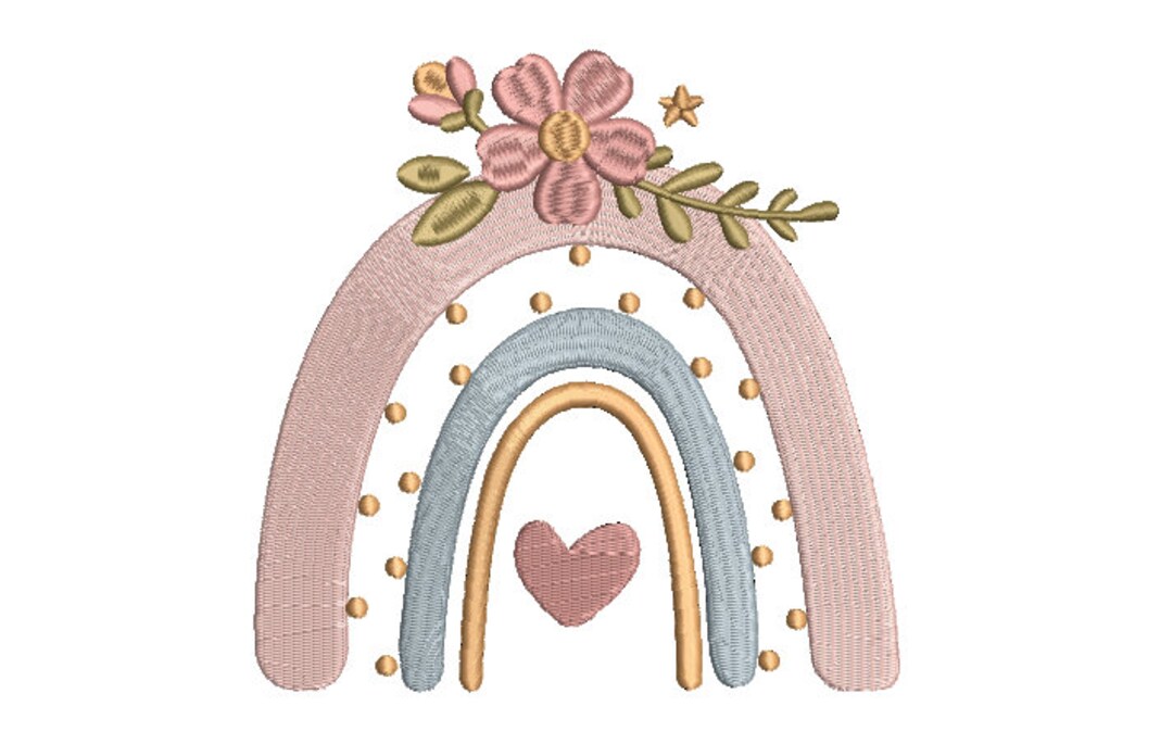 Pretty Rainbow - Machine Embroidery File Design - 5x7 Inch Hoop ...